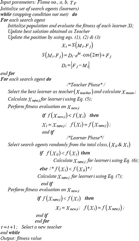 pseudocode of mfo tlbo algorithm download scientific diagram