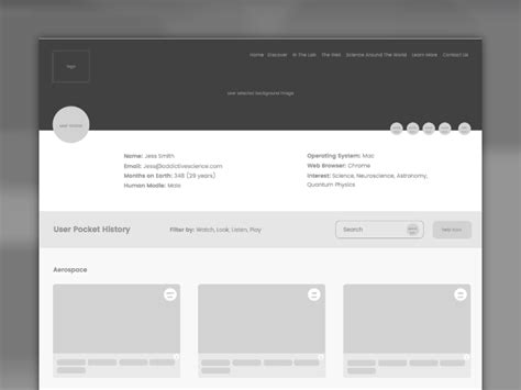 User Profile Wireframe Wireframe User Profile Wireframe Website