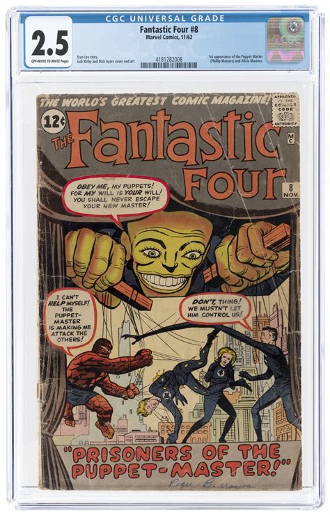 Hake S FANTASTIC FOUR 8 NOVEMBER 1962 CGC 2 5 VG FIRST PUPPET