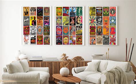 Perlavie 60pcs Album Covers Vintage Rock Poster For Room