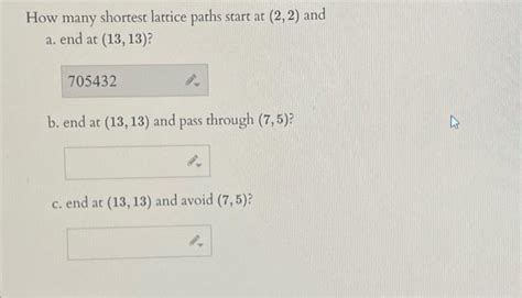 Solved How Many Shortest Lattice Paths Start At 22 And A