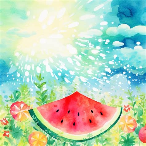 Premium Ai Image Watercolor Summer Background