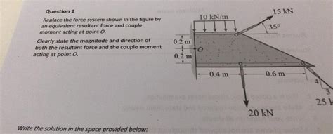 Solved Question 1 Replace The Force System Shown In The