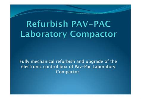 Pdf Rms Refurbish Pav Pac Laboratory Compactor Dokumentips