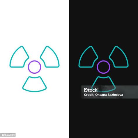 Ligne Icône Radioactive Disolement Sur Le Fond Blanc Et Noir Symbole