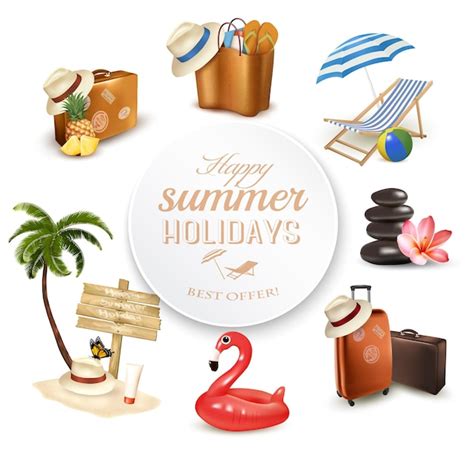 Conjunto De Iconos Relacionados Con Viajes De Vacaciones Vector