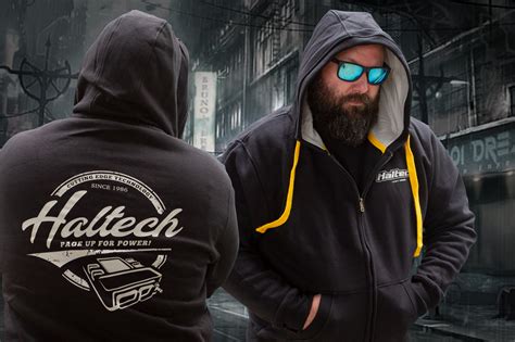 Haltech Vintage Zip Up Hoodie Black Medium Performanceheaven