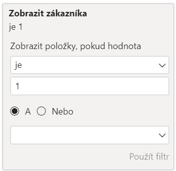 Filtrování Power BI vizuálů pomocí měřítka
