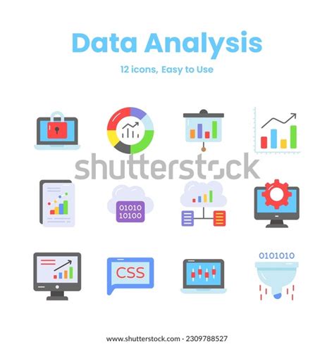 Carefully Crafted Data Analysis Statistics Icons Stock Vector Royalty Free 2309788527