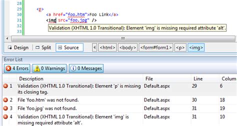New Vs2008 Feature “downgrade” Html Css And Jscript Errors To Warnings Net Blog
