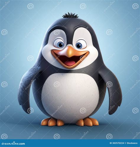 Photorealistic Rendering Of Smiling Penguin Character Erik From Happy