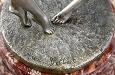 Andre Gilbert Art Deco Centerpiece With Bronze Sculpture Of Dancing Girls France 1925 For