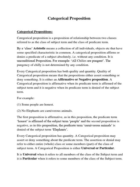 Categorical Proposition Pdf Proposition Logic