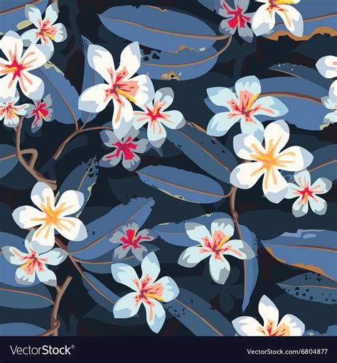 Seamless Tropical Floral Pattern Background Vector Image
