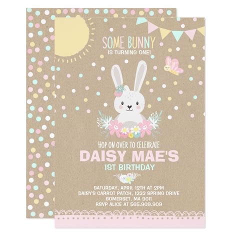 Bunny Birthday Invitation Some Bunny Birthday Zazzle Birthday