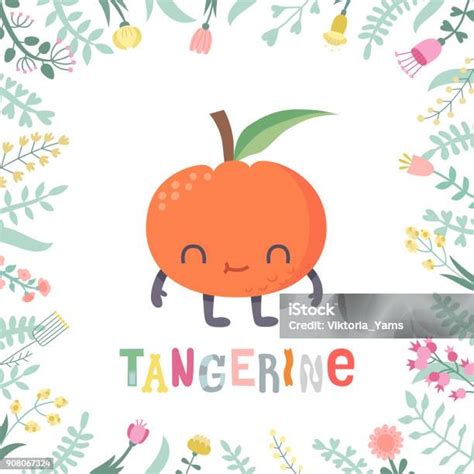 可愛的卡通橘色插圖 花和刻字向量圖形及更多柑圖片 柑 信 文件 健康飲食 Istock
