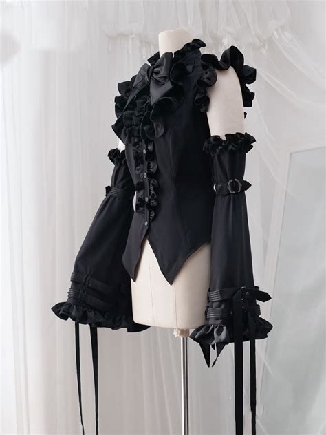 6675 Black Flutter Sleeves Swallowtail Back Shirt In 2025 Fashion