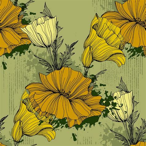 Premium Vector Poppy Seamless Pattern