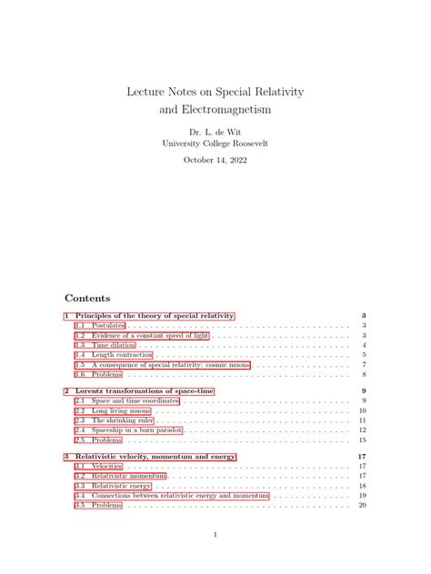 Special Relativity Notes Pdf Special Relativity Spacetime