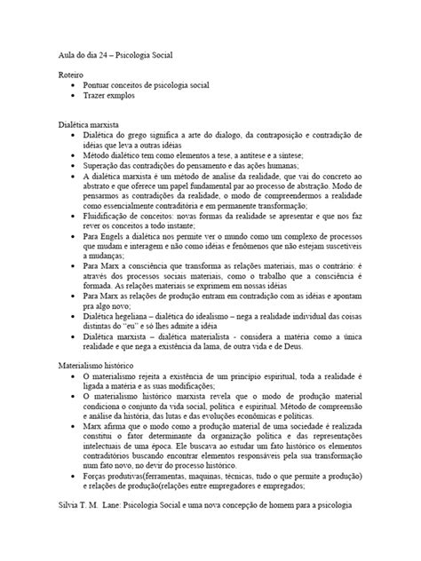 Aula Do Dia 24 Download Grátis Pdf Dialética Sociologia