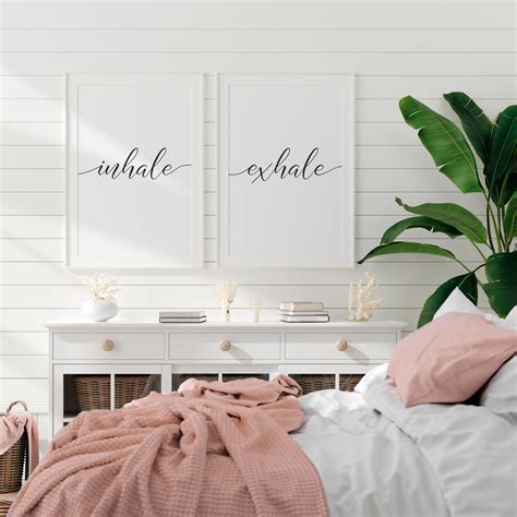 Inhale Exhale Printable Wall Art Bedroom Wall Art Set Of Two Etsy