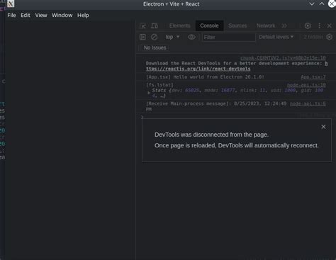 Devtools Was Disconnected From The Page · Issue 166 · Electron Viteelectron Vite React · Github