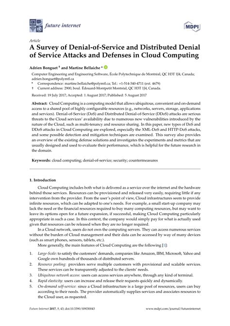 Pdf A Survey Of Denial Of Service And Distributed Denial Of Service