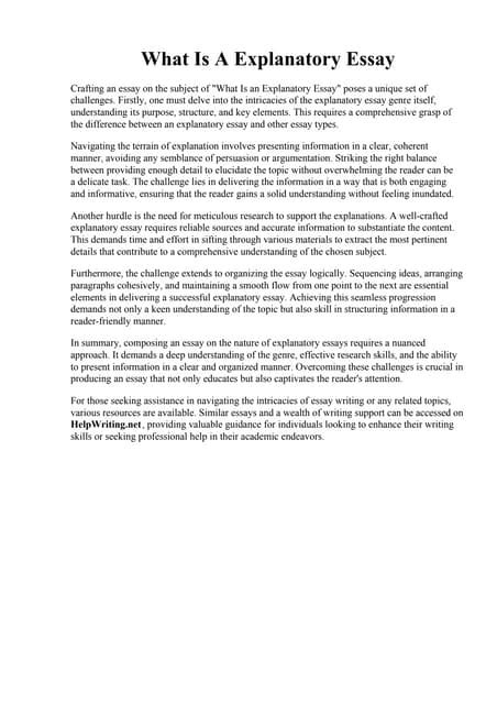 What Is A Explanatory Essay 5 Expository Essay Examples Full Text