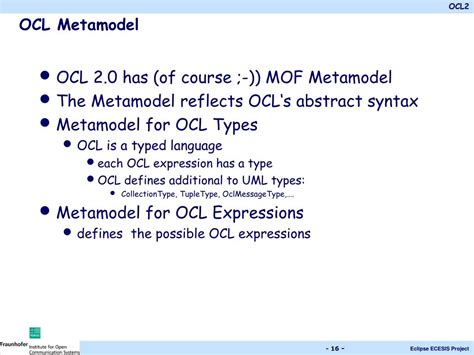 Ppt A Presentation Of Ocl 2 Object Constraint Language Fraunhofer