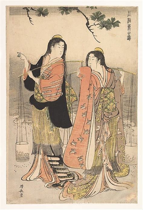 The Brine Maidens Of Suma Shiokumi Suma Torii Kiyonaga Japanese 17421815 Period Edo