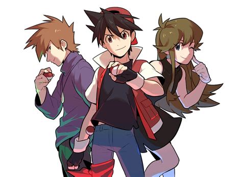 Red Blue Oak And Green Pokemon And More Drawn By Redlhzz Danbooru
