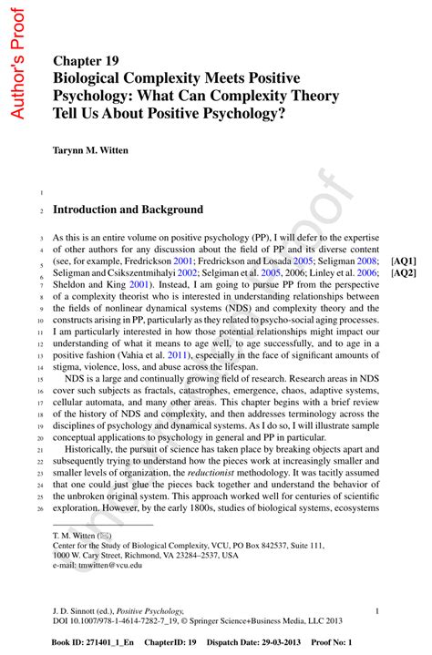 Pdf Biological Complexity Meets Positive Psychology What Can Complexity Theory Tell Us About