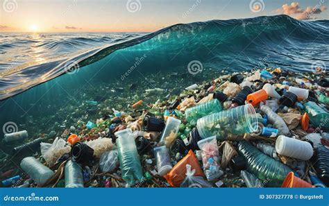 Free Floating Industrial Plastic Waste In The Ocean And On Beaches