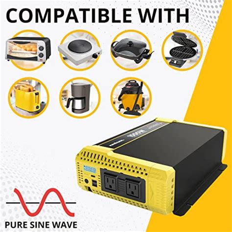 Krieger 1500 Watt 12V Pure Sine Inverter Dual AC Outlets USB