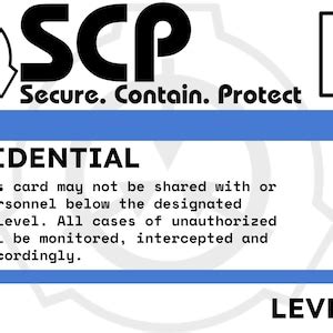 SCP Level 2 Researcher Secure Access Card Etsy