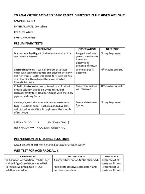 Gp Iii Alcl3 Pdf Chlorine Salt Chemistry