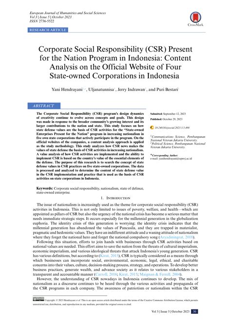 PDF Corporate Social Responsibility CSR Present For The Nation Program In Indonesia Content