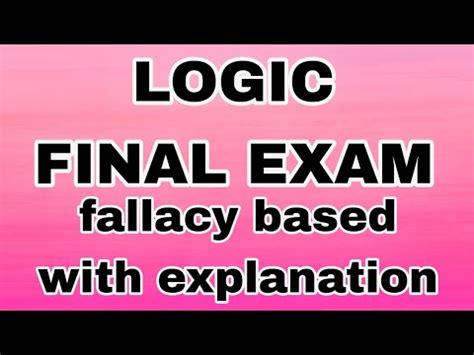 LOGIC FINAL EXAM FALLACY QUESTIONS WITH EXPLANATION YouTube