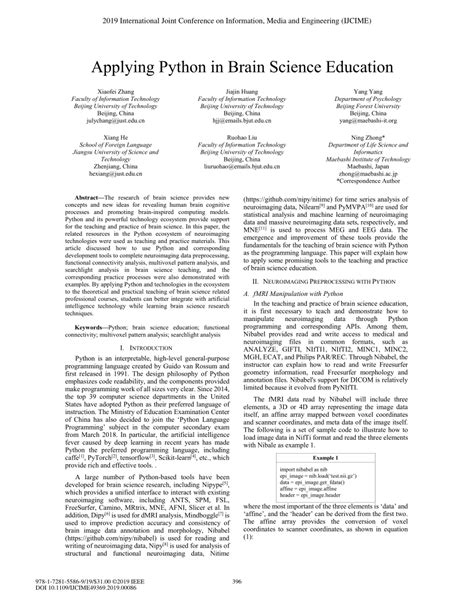 Pdf Applying Python In Brain Science Education