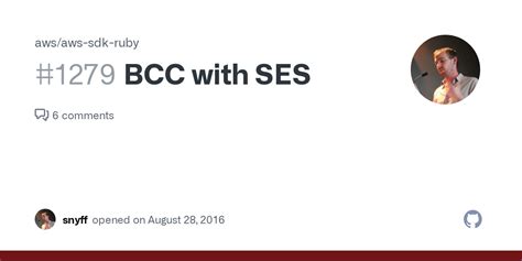 Bcc With Ses · Issue 1279 · Awsaws Sdk Ruby · Github