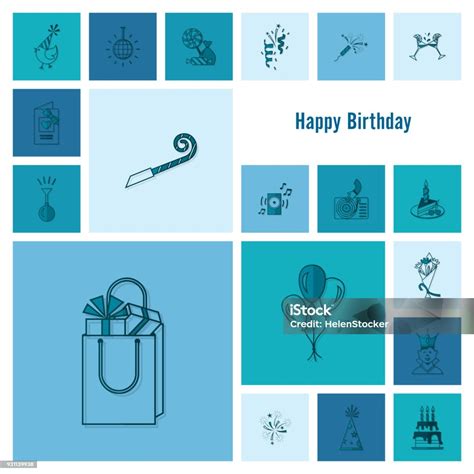 Happy Birthday Icons Set Stock Illustration Download Image Now