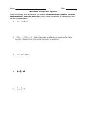 Worksheet 3 Solving Linear Equations 1 Docx Name Date Worksheet Solving Linear Equations