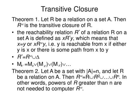 Ppt Transitive Closure Powerpoint Presentation Free Download Id