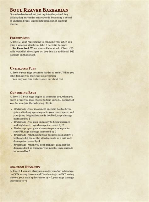 [subclass] 2 12 Making A Subclass For Every Class Part Soulreaver Barbarian R Dndhomebrew