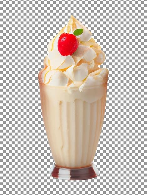 Copo de milk shake saboroso glacê em fundo transparente PSD Premium