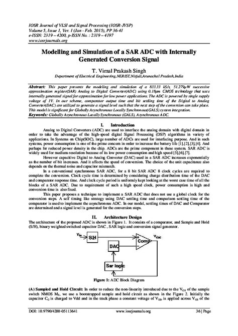 pdf modelling and simulation of a sar adc with internally generated conversion signal