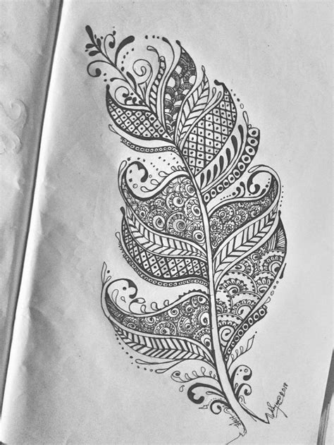 Geometric Feather Tattoo Design