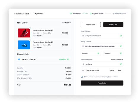 Checkout Screen Redesign Payment Gateway Shoppers Stop On Behance