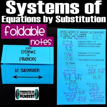 Solving Systems Of Equations Substitution Foldable Notes Interactive Notebook