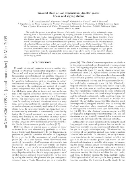 Pdf Ground State Of Low Dimensional Dipolar Gases Linear And Zigzag Chains